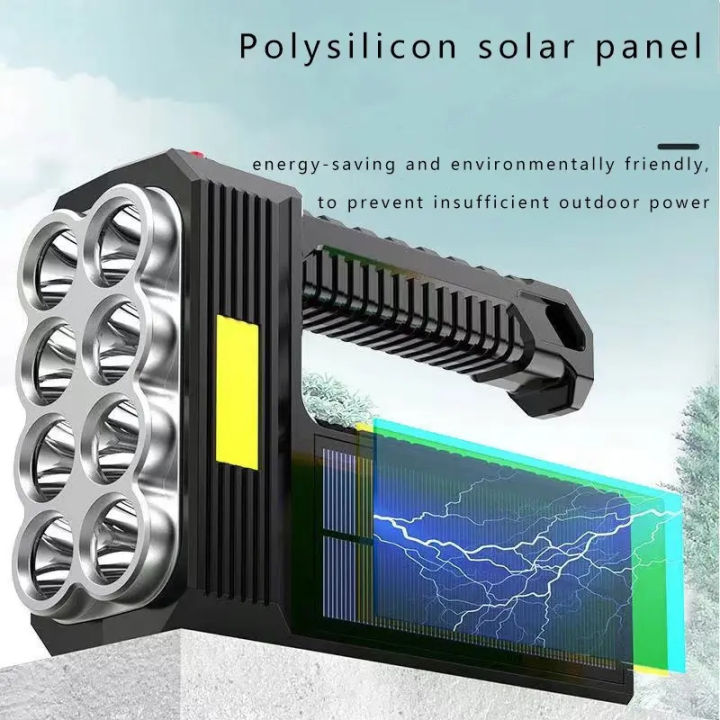 High Bright Solar/ USB LED Flashlight Torch with Strip Light USB ...