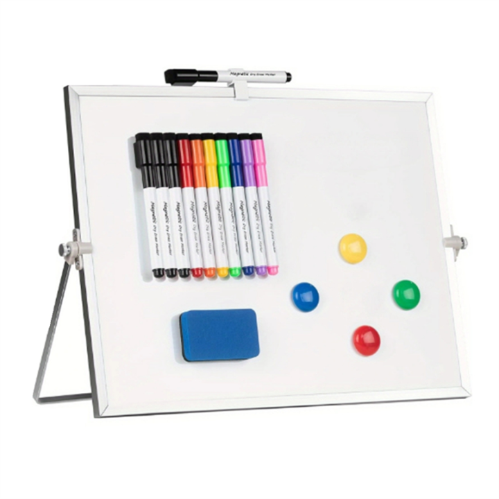 Compact 16in X 12in Double-Sided Dry Erase White Board Kit with 11 Pens ...