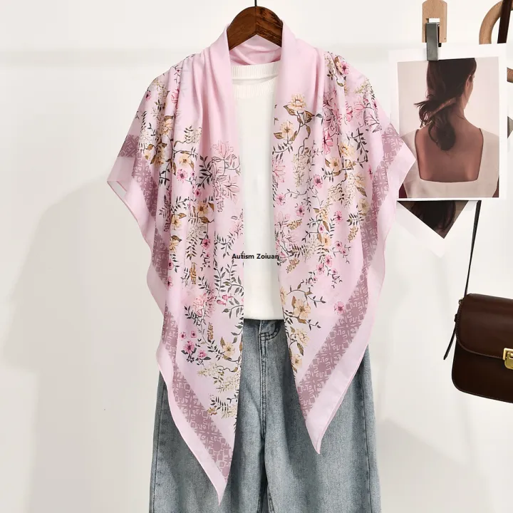Temperament fashion Tencel women's latest scarf, square print ...
