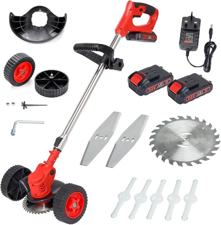 NEW 2 Battery Cordless Grass Trimmer with Detachable Wheels, Circular ...