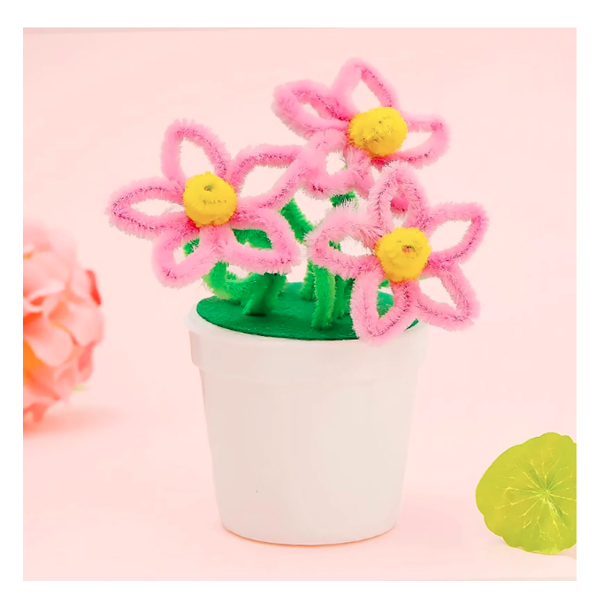 DIY Fuzzy Flower Pot Kit - Twist Pipe Cleaner Craft for Kids Classroom ...