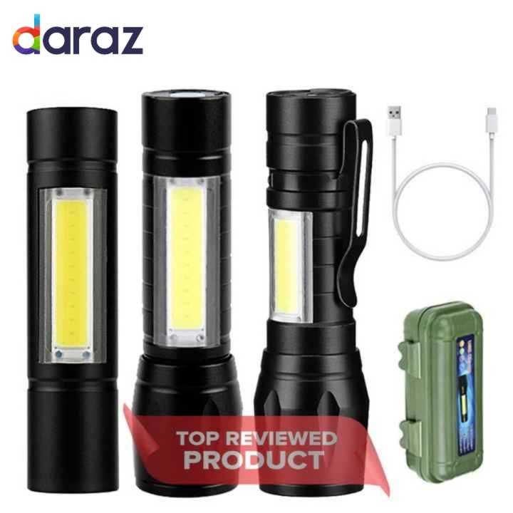 Genuine Mini LED Rechargeable Flashlight Light Camping COB Light ...