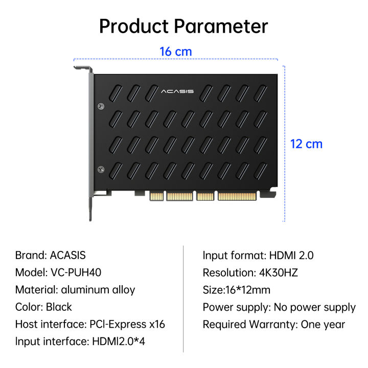 Acasis Quad 4K Built-in HDMI Gaming Video Capture Card for Computer ...