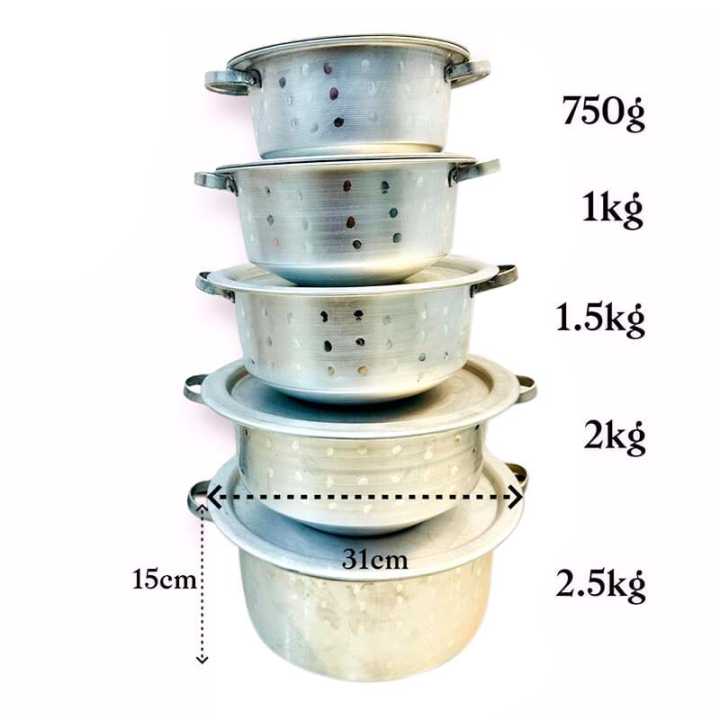 Aluminium 1X5 Large Set With Handle (2.5Kg, 2Kg, 1.5Kg, 1Kg, 750G) | Daraz.lk