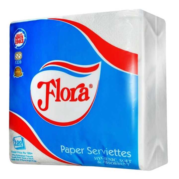 Flora Tissue - Paper Serviette 33x33 (Regular Size) 100 Sheets | Daraz.lk