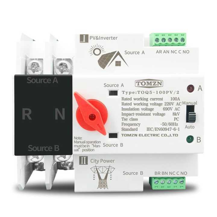 Din Rail 2P ATS Dual Power Automatic Transfer Switch Electrical ...