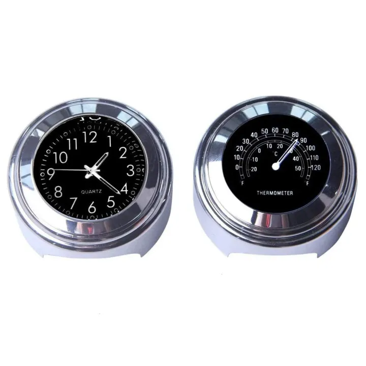 2PCS Motorcycle Quartz Clock and Thermometer 7/8Inch Waterproof | Daraz.lk
