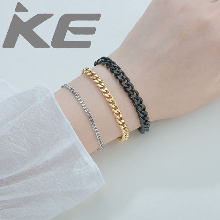 【IKE】Polished Stainless Steel Bracelet for Men Women Gold Black Color ...