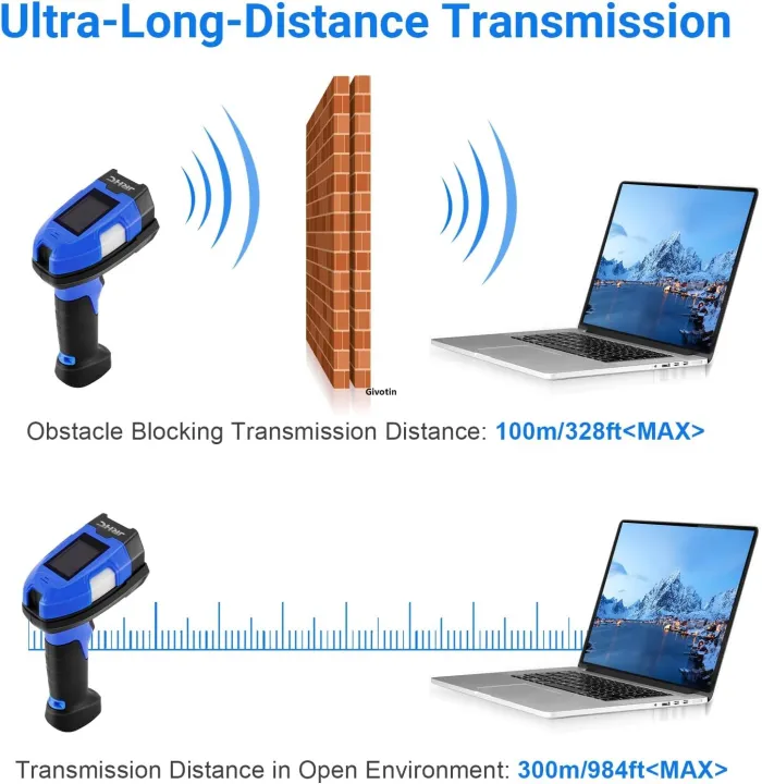 JR Wireless Bluetooth 1D Laser 2D Industrial Barcode Scanner for ...