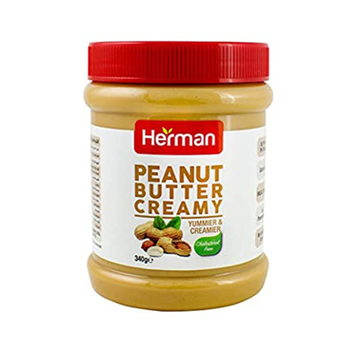 Herman Peanut butter Creamy 340g | Cholesterol Free | Made In UAE | Smooth Spread with 90% ...
