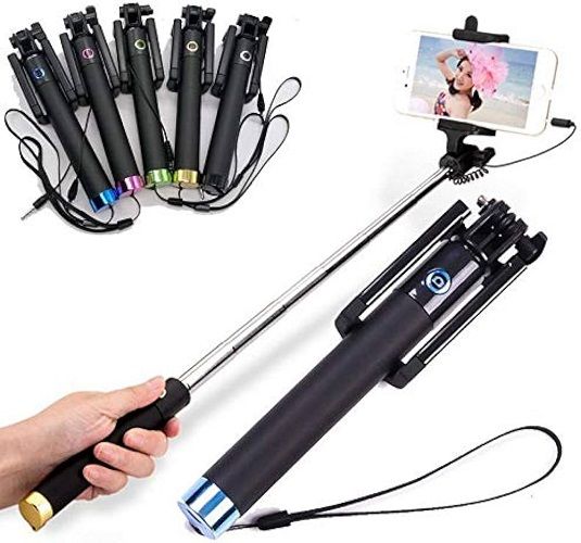 78cm Wired Selfie Stick with 3.5mm Aux Cable for iOS and Android | Daraz.lk