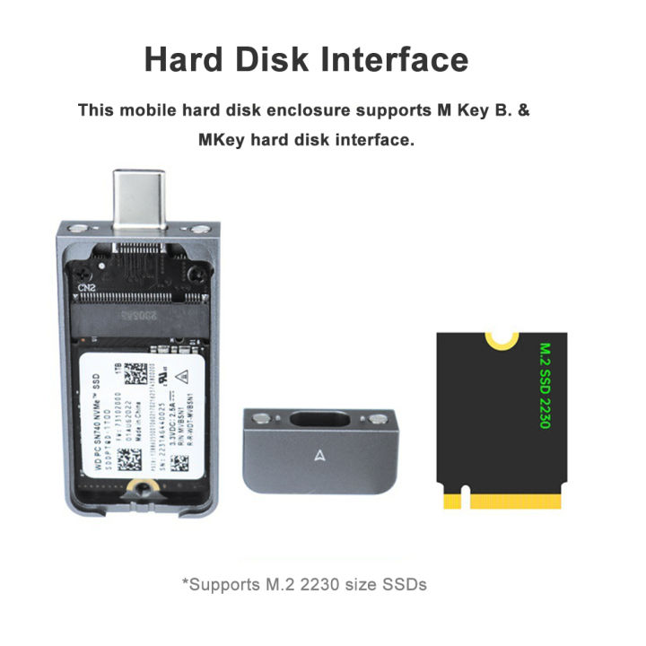 M.2 NVMe 2230 SSD Case Adapter JMS583 Portable SSD Box M.2 M Key Solid ...