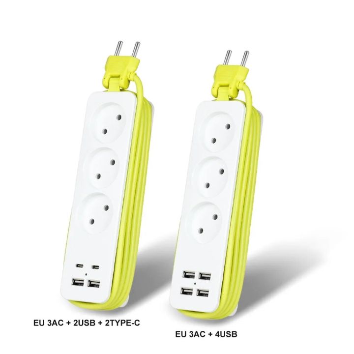 VISWE Power strip USB Type-C 5V 3.1A, EU plug Multi outlets Russia ...