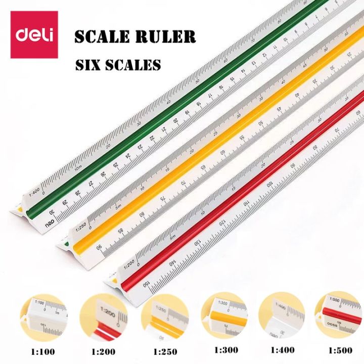 DELI Triangular Scale Ruler Drafting Triangle Scale Architect Engineer ...