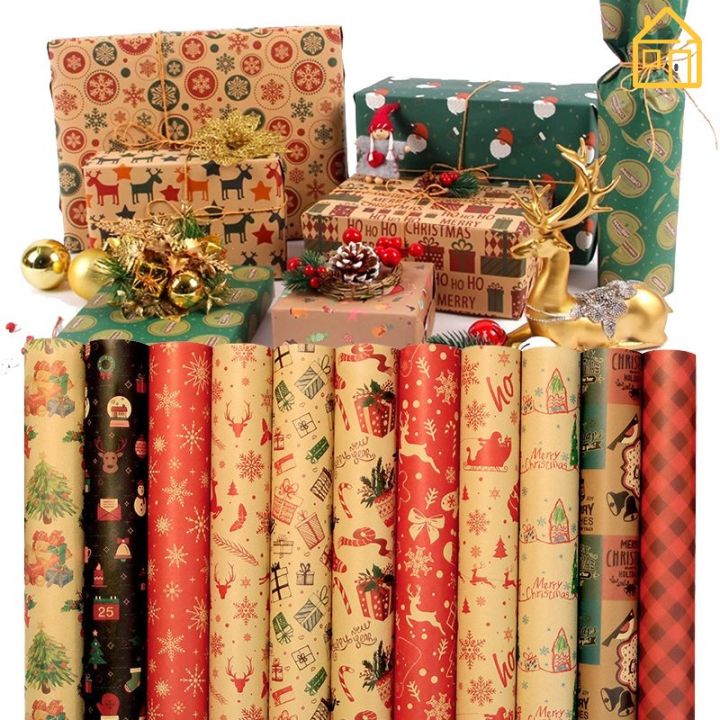 2023 Gift Wrapping Paper / New Year Gift Party Retro Kraft Paper ...