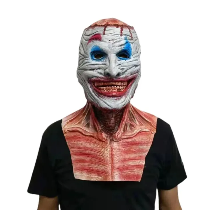 Halloween Scary Bloody Skull Joker Mask Cosplay Horror Clown Double ...