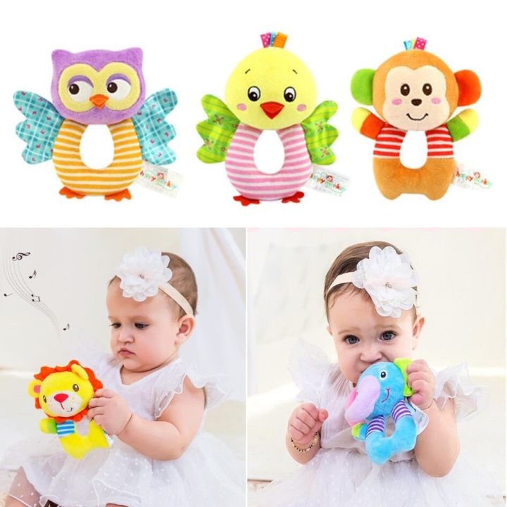 Baby O-Type Bell Rattle Soft Toy Teether Plush Doll Hand Ring Bell ...