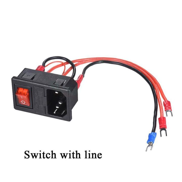 IEC320 C14 Electrical AC Socket 3 pin red 220V Rocker Switch 15A fuse ...