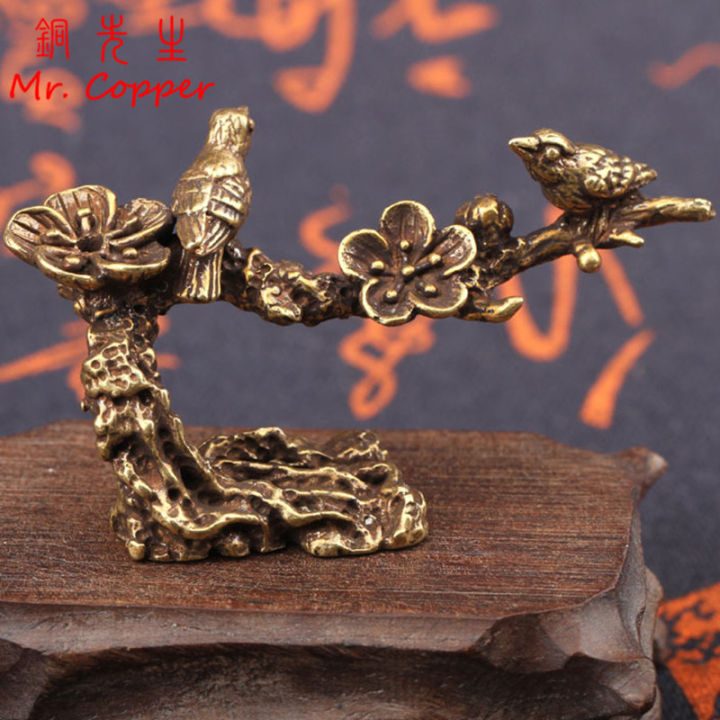 Pure Copper Plum Tree Happy Magpie Bird Miniature Ornaments Antique ...