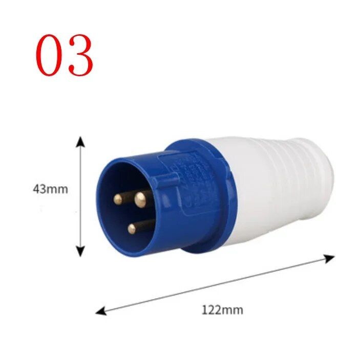 (1)Blue Range AC220V-250V 16 AMP 3 Pin Industrial Site Plug Sockets ...