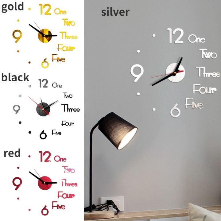 3D DIY Mini Home Wall Clock Acrylic Mirror Stickers For Home Decoration ...