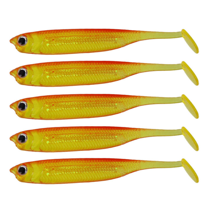 5PCS Soft Lures Easy Shiner Silicone Double Color Artificial Bait 7cm ...