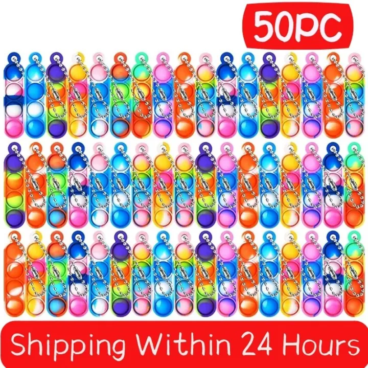 popit toys 10/20/30/50PCS Rainbow Mini Keychain Pop Fidget Toys Bulk ...