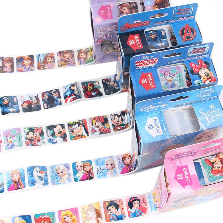 200Pcs/Box Reflective Disney Stickers Removable Anime Frozen Mickey ...
