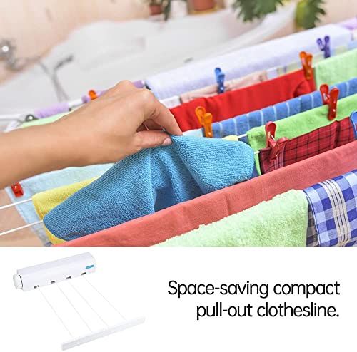 Telescopic Clothesline, Retractable Wall Mounted 4 Lines Drying Clothes ...