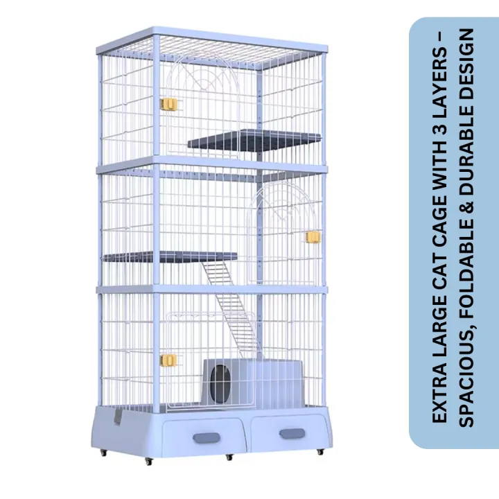 Extra Large Cat Cage with 3 Layers – Spacious, Foldable & Durable ...