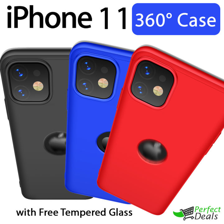 360° iPhone 11 Protection 360 PC Cover Full Slim Cover with a Free ...