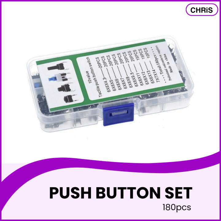 Tactile Push Button Switch SET Kit 180pcs Mini Momentary Tact ...