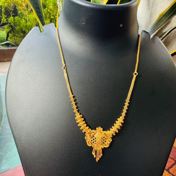 Gold plated beautiful necklace kara maala design necklace without stone ...