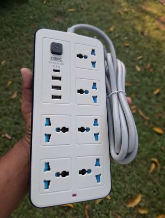 Multi Plug Power Cord Socket Universal Plug with 3 USB 1 Type C ...