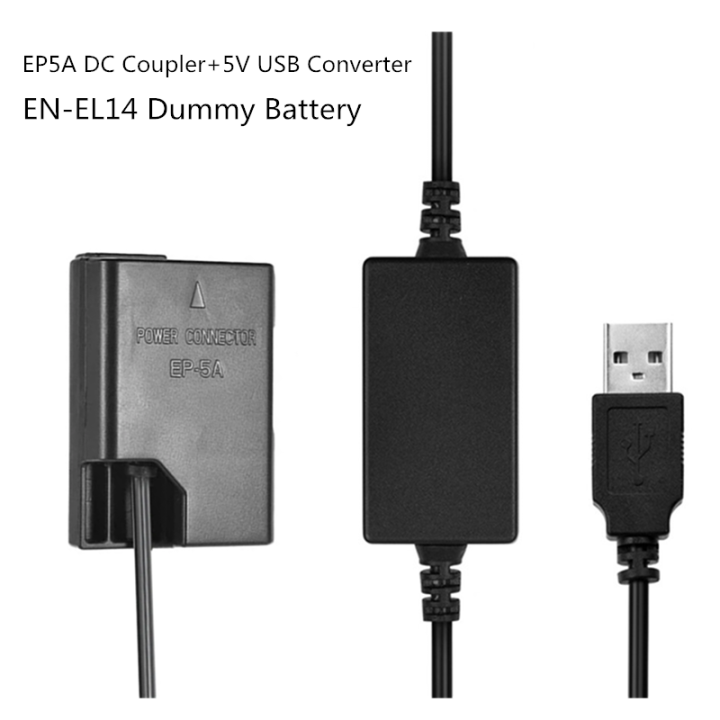 USB Adapter Charging Cable EN-EL14 Dummy Battery EP-5A DC Coupler for ...