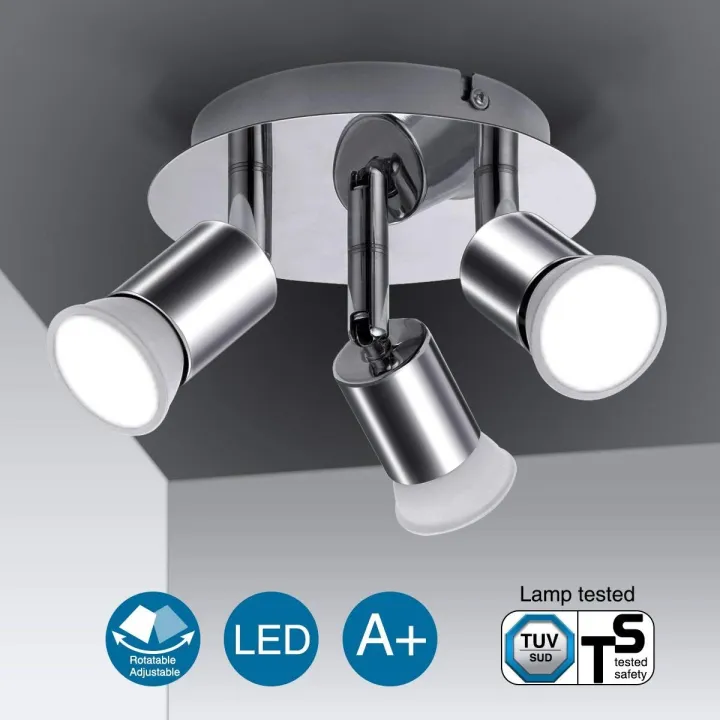 3 Way Rotatable Ceiling Light GU10 Base Ceiling Spotlight Modern Wide ...