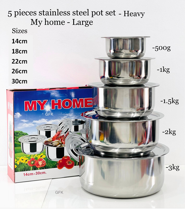 Stainless Steel Stock Pot / Food Container 5 Pcs Set Steamer Pots with ...