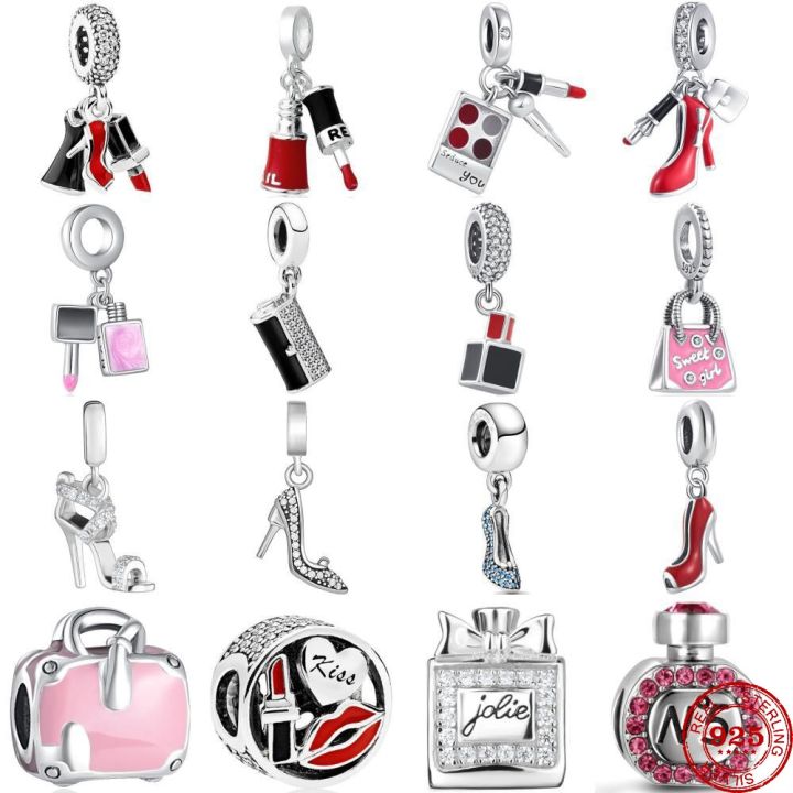 2023 Lipstick Perfume Bag Elegant Lady 925 Sterling Silver Charms DIY ...