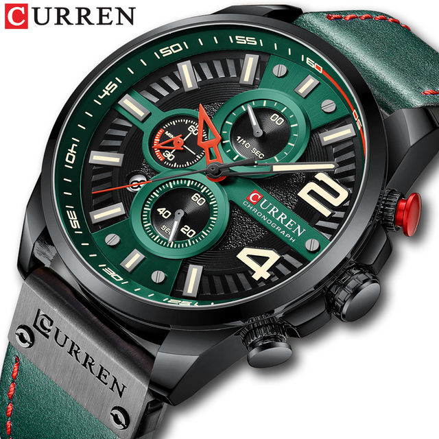 CURREN brand fashion business, leather chronograph watch, calendar ...