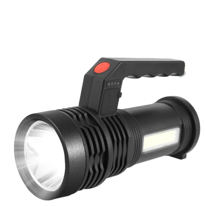 Multifunction Portable LED Spotlight USB Rechargeable Flashlight 4 ...