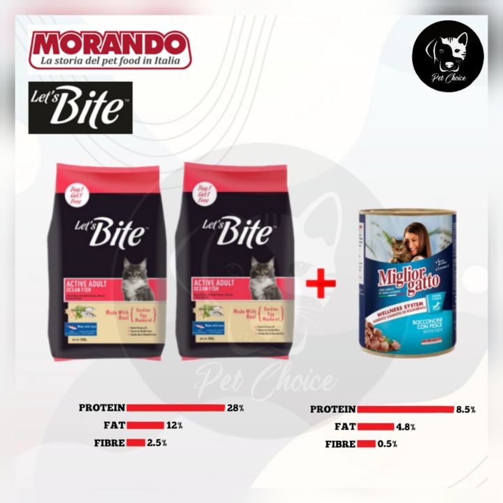 Miglior Gatto Wet Food (With Fish) Can 405g & Let's Bite Adult Cat Food ...