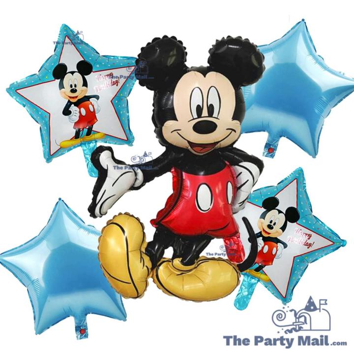 5Pcs MICKEY MOUSE foil balloon pack, Disney theme birthday party ...