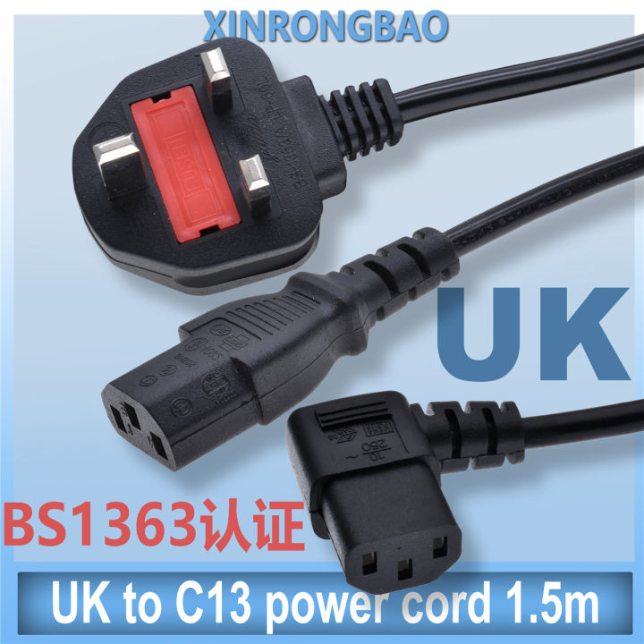 Uk To Iec C13 Kettle Power Extension Cable 1.5m 1.8m For Pc Computer ...