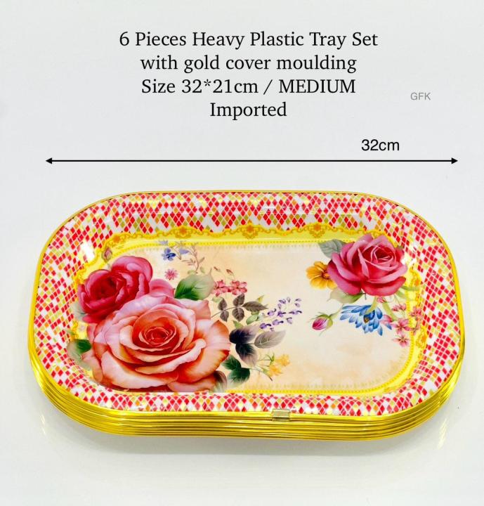 6-Piece Heavy Plastic Tray Set with Gold Cover Moulding – Medium Size ...