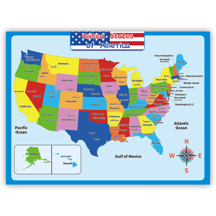 American Map Children's Geography Learning Early Childhood Education ...