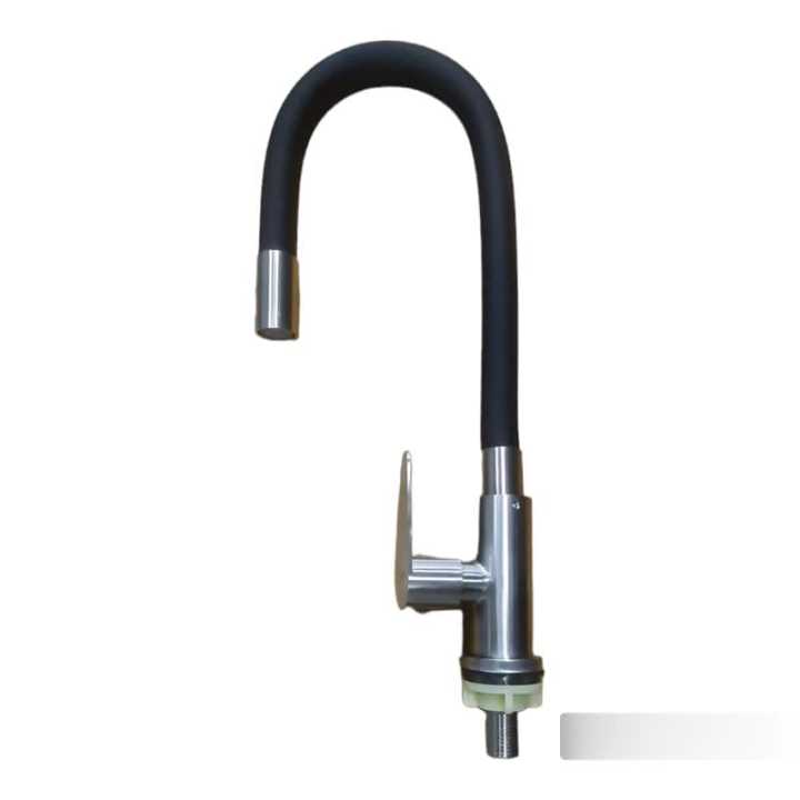 Kitchen Tap Black Pipe Chrome Kitchen Sink Faucet Flexible Rubber Neck ...