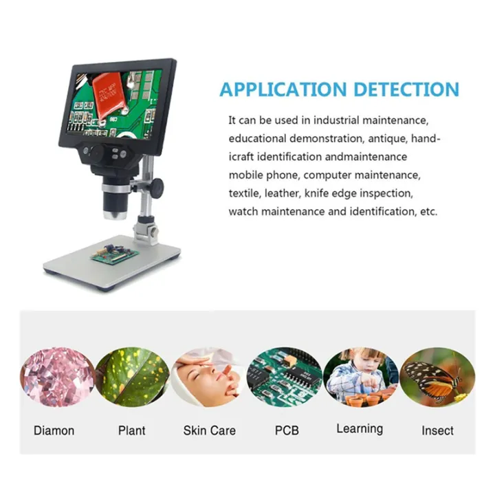 1200X Digital Microscope USB Portable 7 Inch LCD Video Soldering Microscope PCB Phone Repair ...