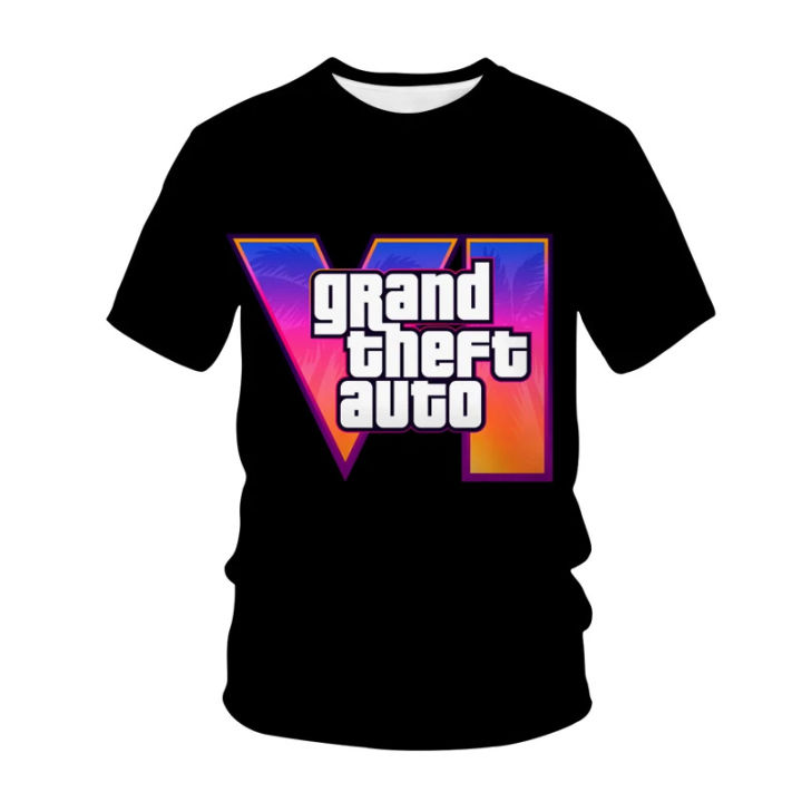 Grand Theft Auto GTA 6 T-Shirts Game 3D Print Streetwear Men Women ...