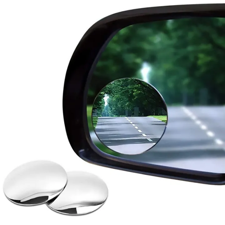 2 X Round Blind Mirror HD Glass Frameless Convex Rear View 360° Stick ...
