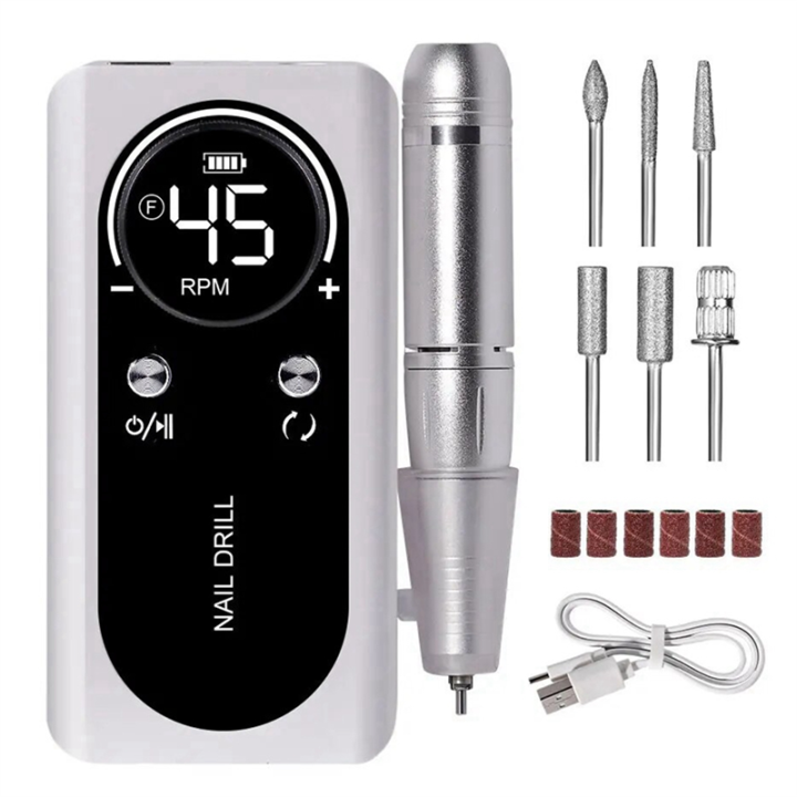 45000RPM Electric Portable Nail Drill Machine Rechargeable Low Noise ...